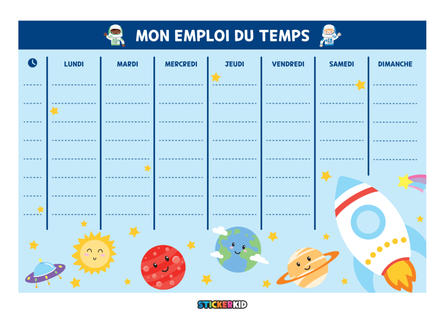 Rentrée des classes: emploi du temps pour enfant à imprimer - Blog