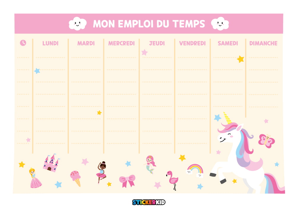 Rentrée des classes: emploi du temps pour enfant à imprimer - Blog