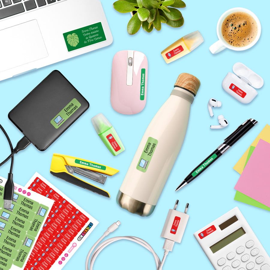Office pack - 176 customisable name labels | stickerkid.ch